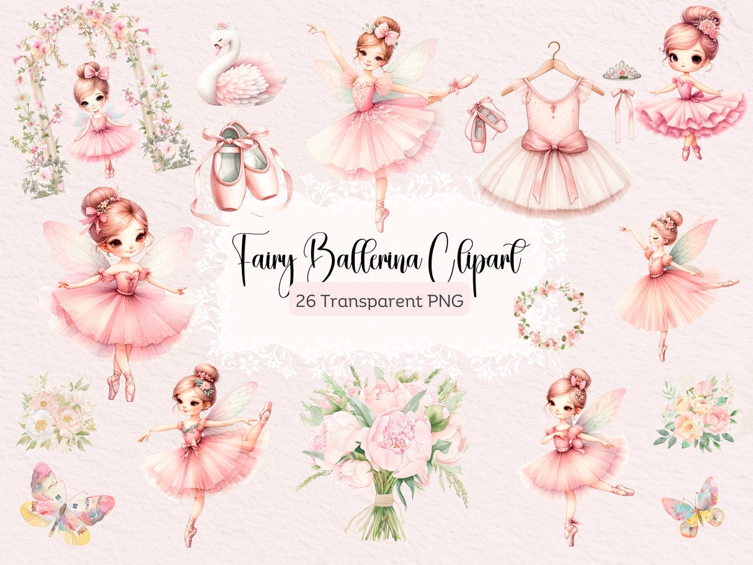 Enchanting Pink Ballerina Clipart Collection, Watercolor & SVG Dancer ...