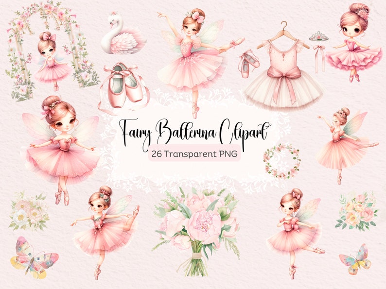 Enchanting Pink Ballerina Clipart Collection, Watercolor & SVG Dancer ...