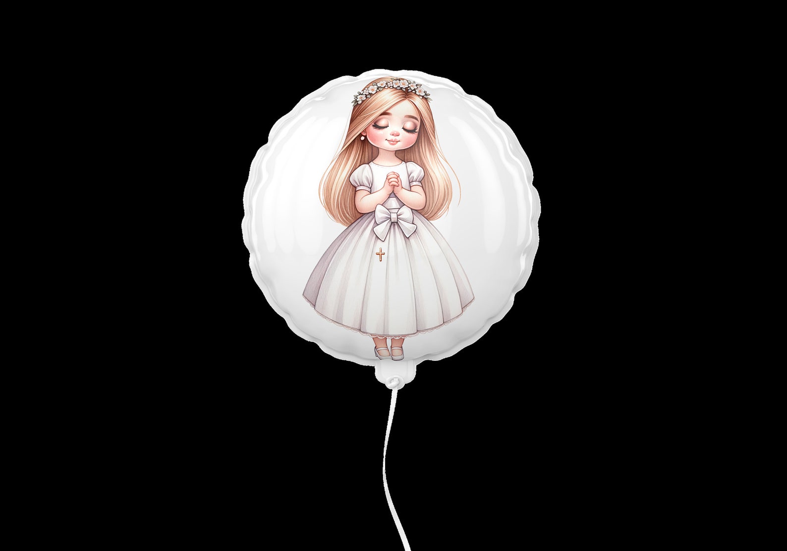 First Communion Blonde Girl With Flower Crown Clipart, Elegant ...