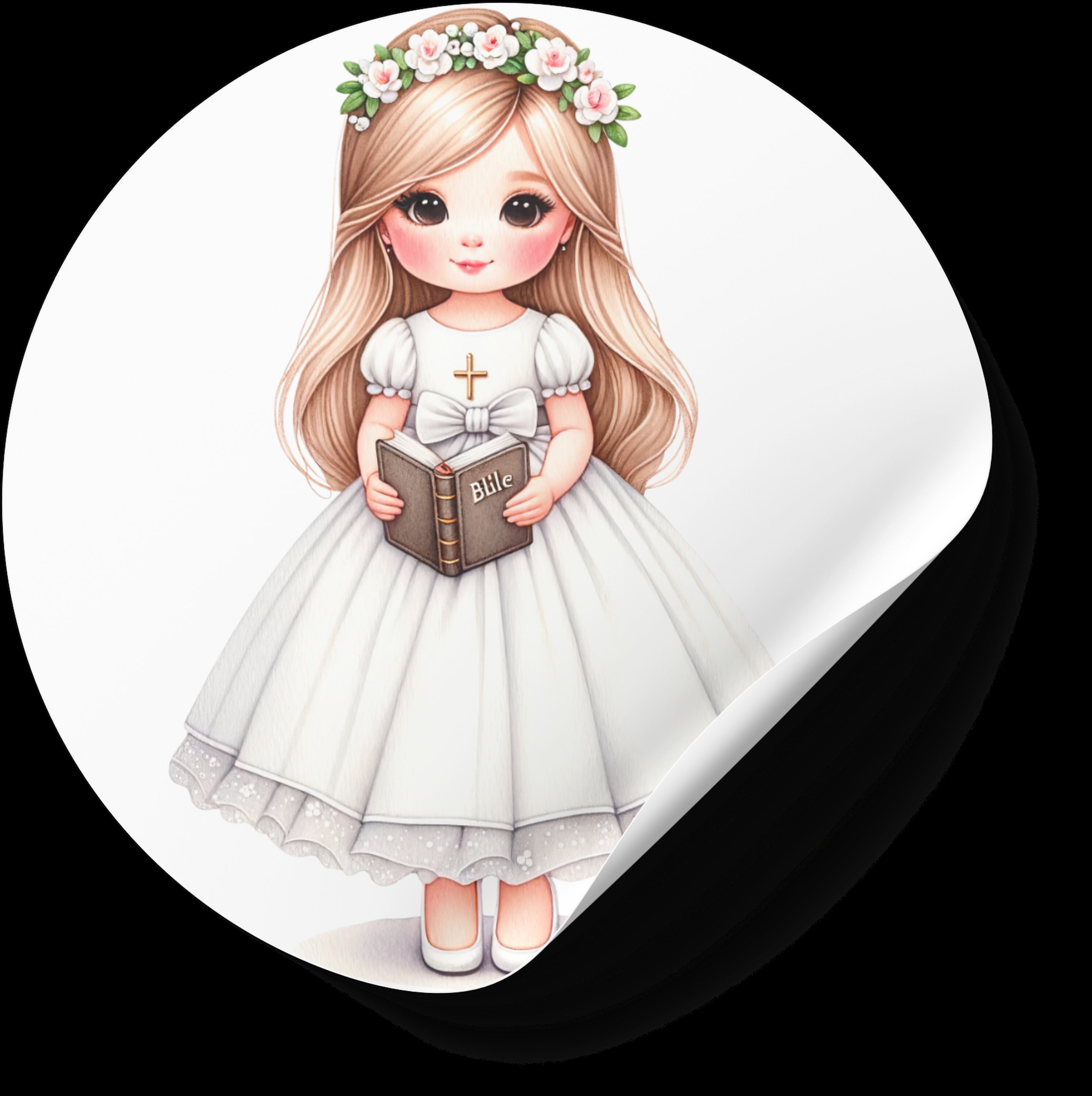 Elegant First Communion Girl Illustration With Floral Tiara, Sacred ...