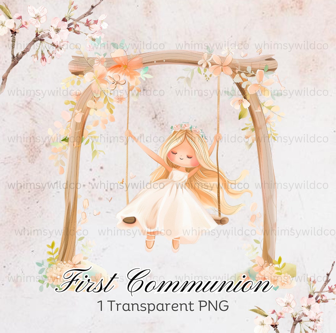 Elegant First Communion Girl Clipart With Flower Crown - Christian ...