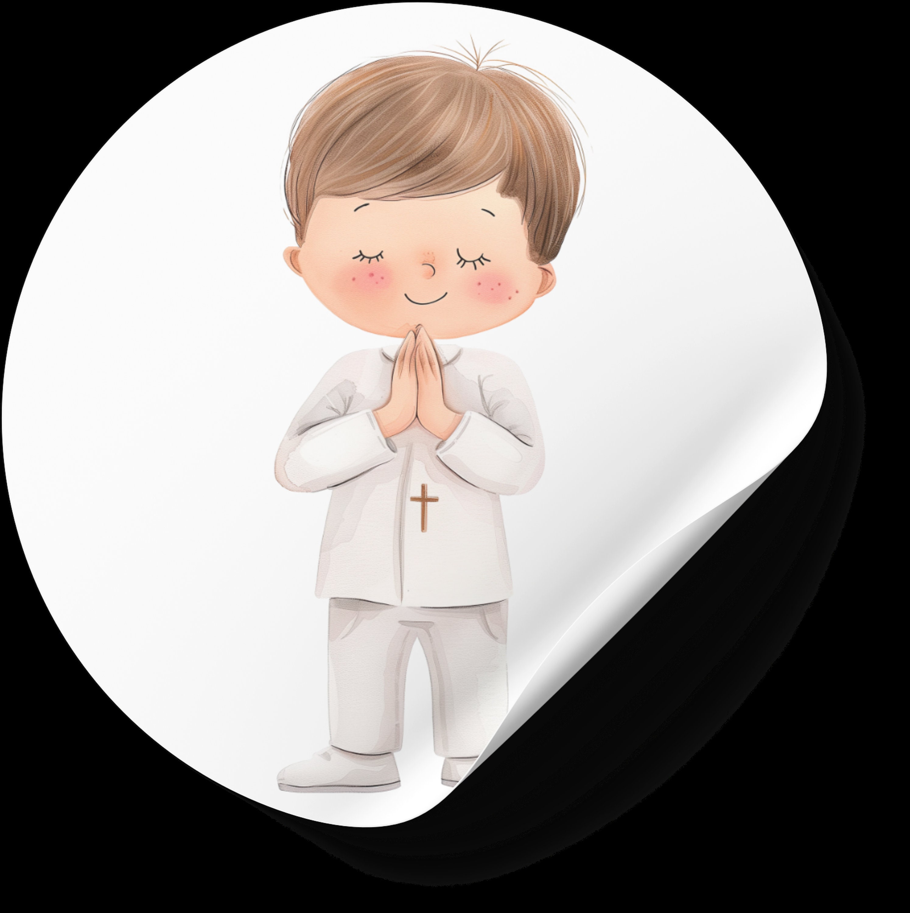 First Communion Boy Watercolor Clipart - Pristine Praying Child Graphic ...