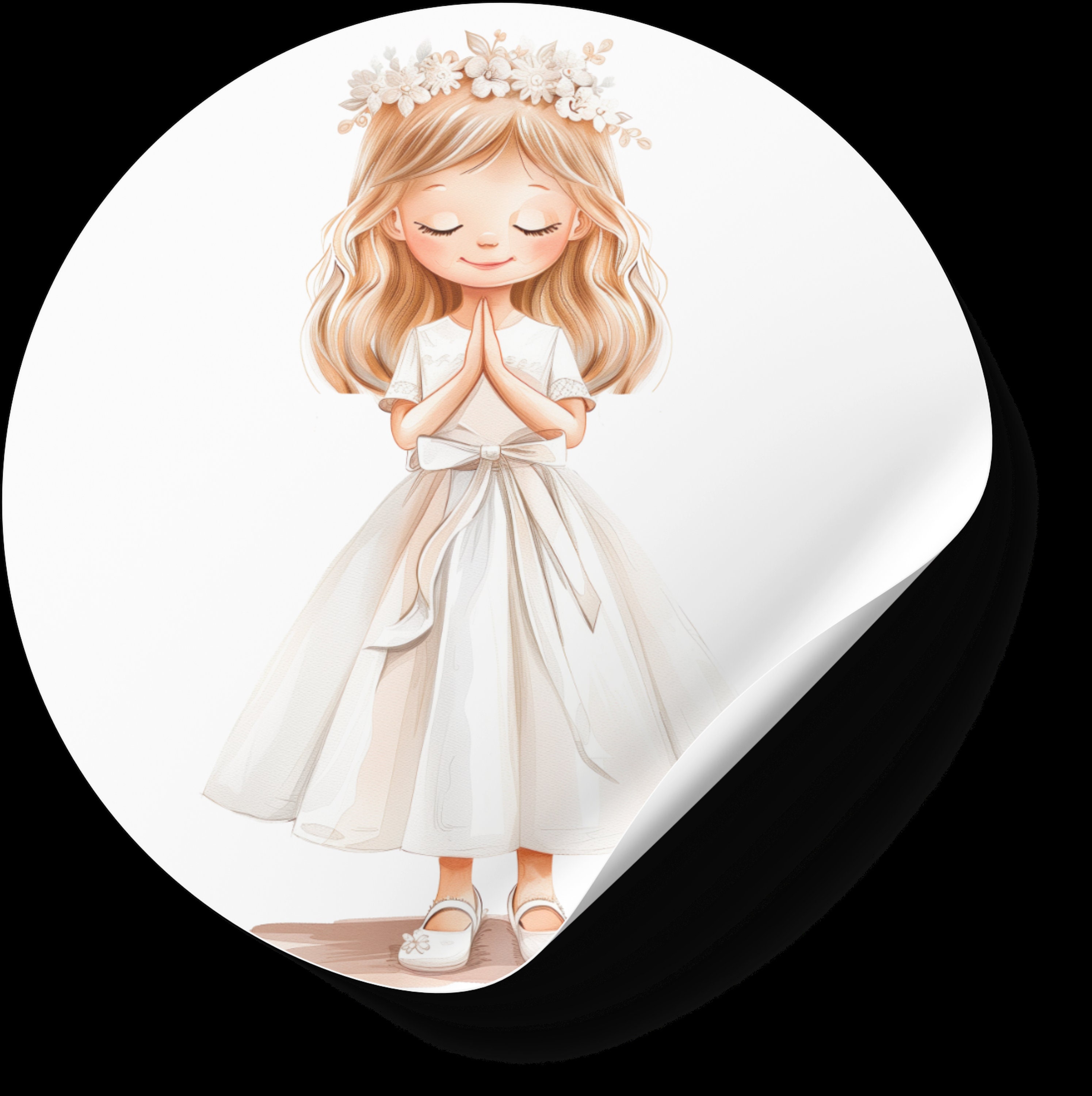 Elegant First Communion Girl Clipart With Flower Crown, Christian Clip ...