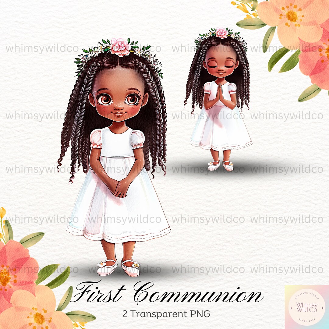 Elegant First Communion Girls Clipart, Christian Event Illustrations ...
