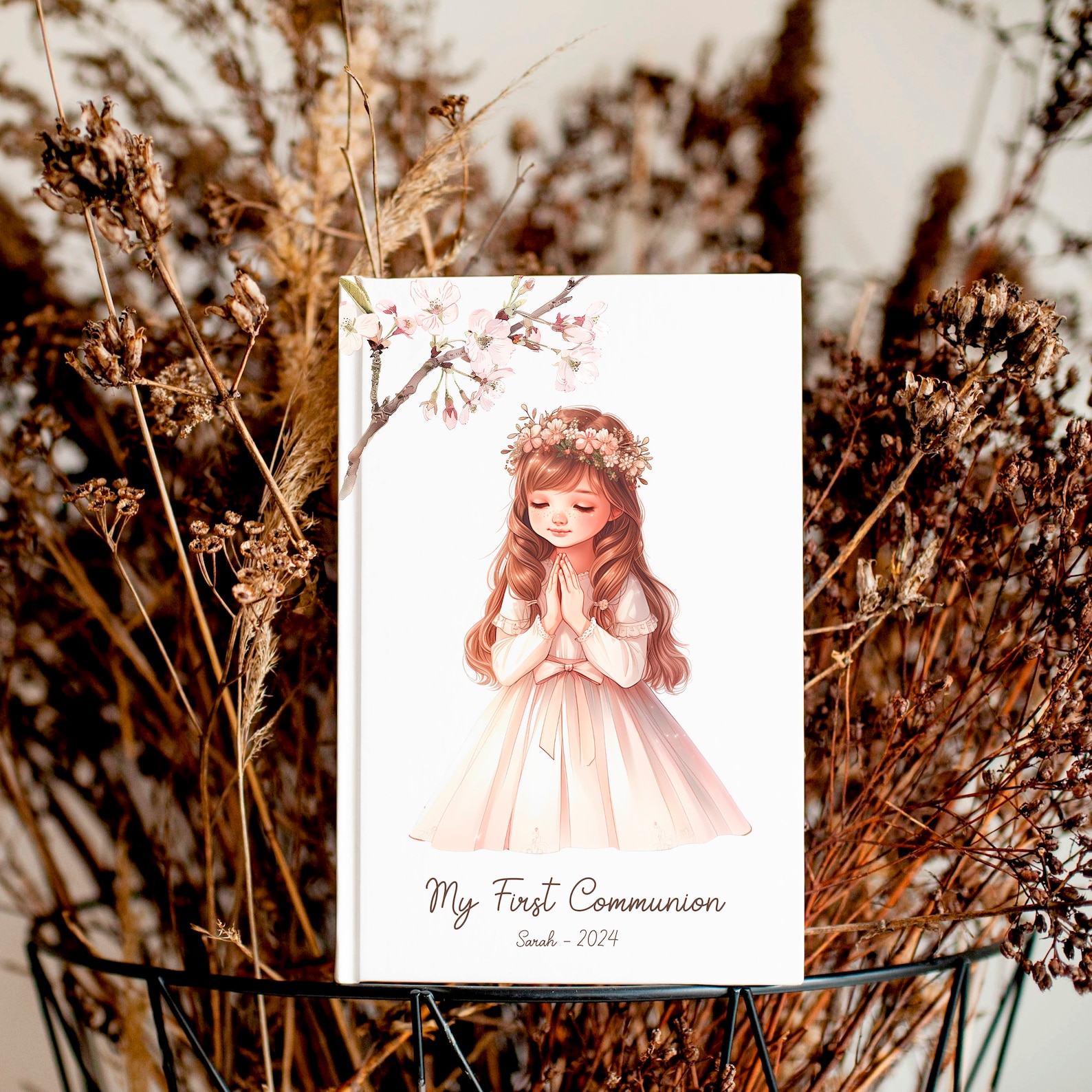 Elegant First Communion Girls Clipart: Praying Girl Graphics, Flower ...