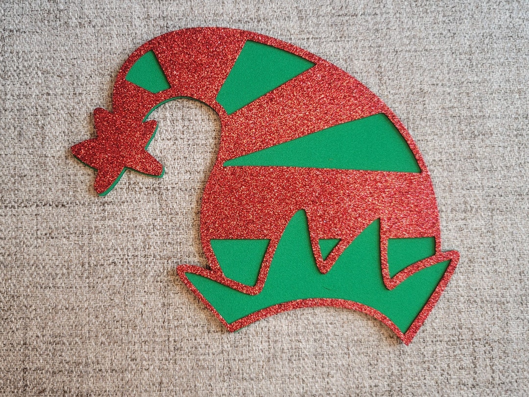 Wreath Attachment Elf Hat,laser Cut Craft Glitter Holiday Applique ...