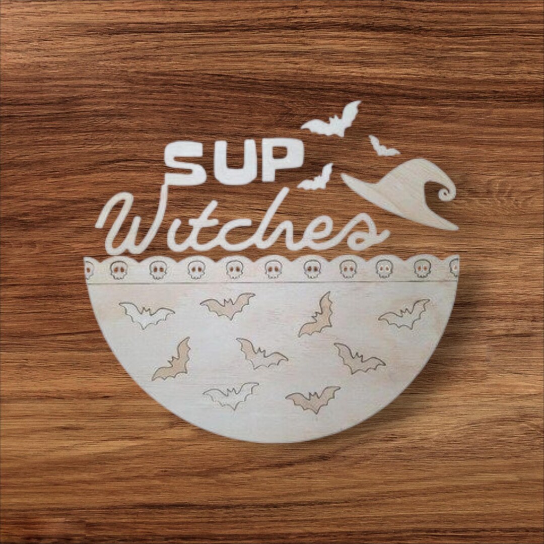 Wood "sup Witches" Door Hanger Kit: Laser Cut Halloween Shapes ...