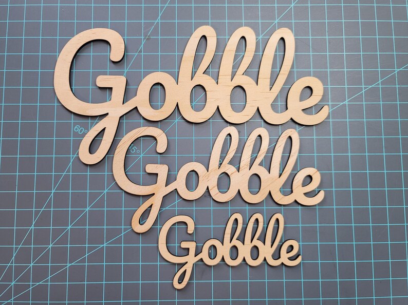 Wood "gobble" Word Sign Cutouts , Laser Cut Shapes, Thanksgiving Wreath ...