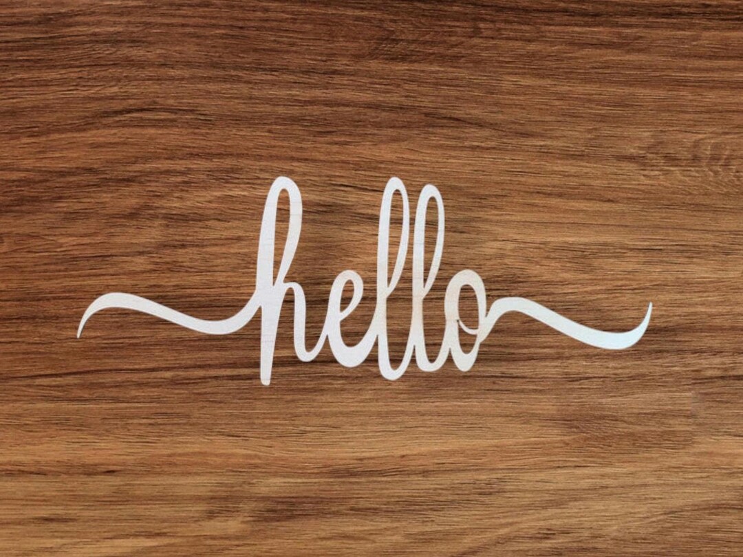 WOOD Hello Cutout,wreath Attachment Embellishment,laser Cut Rustic Word ...