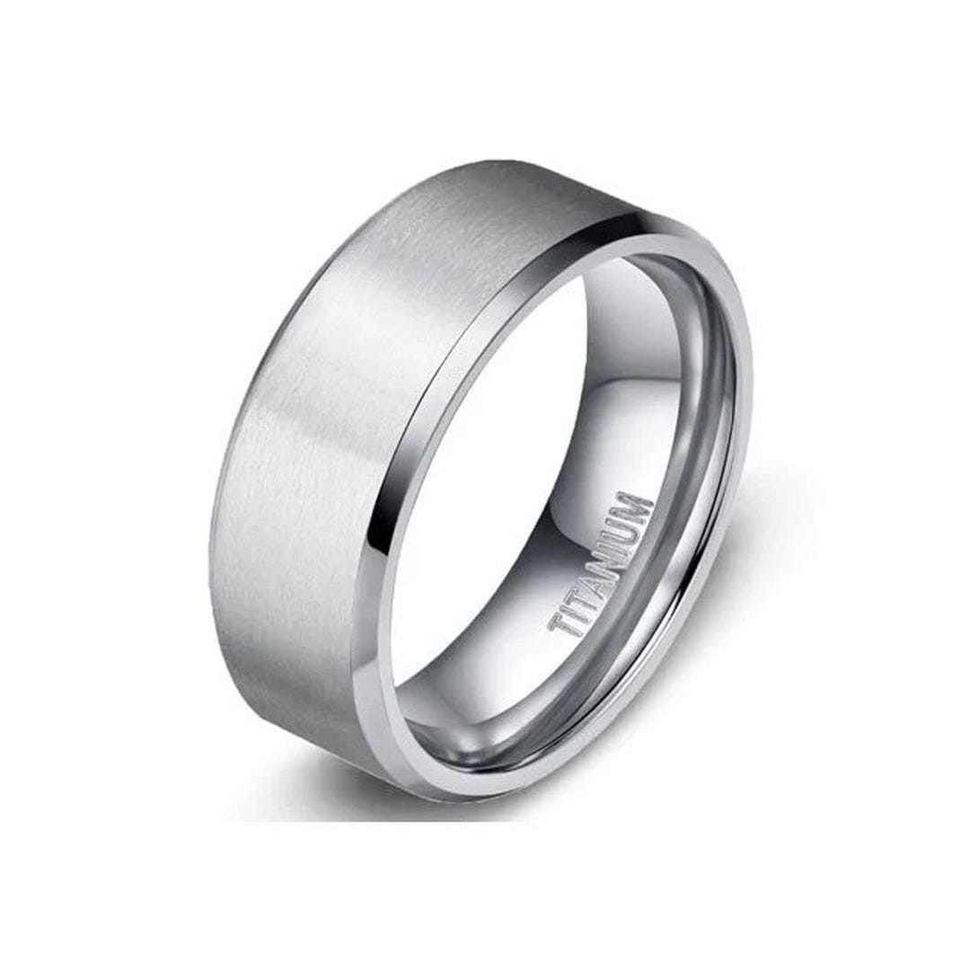 10mm Brushed Silver Titanium Thumb Ring With Polished Bevelled Edges ...