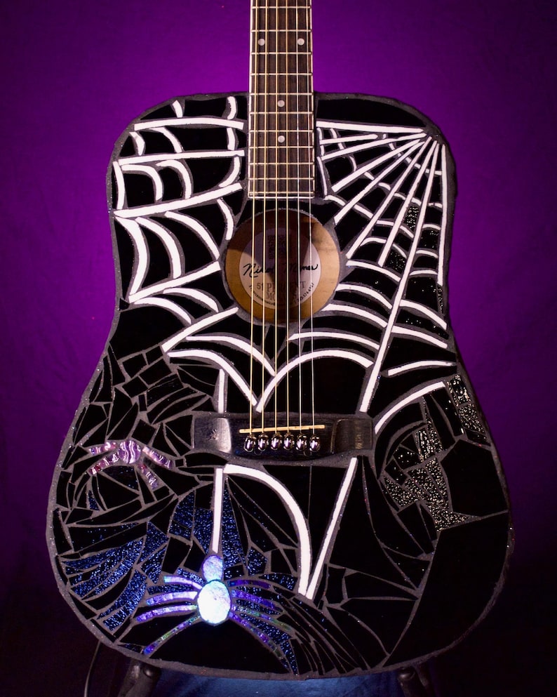 Spider Mosaic Acoustic Electric Guitar - Etsy