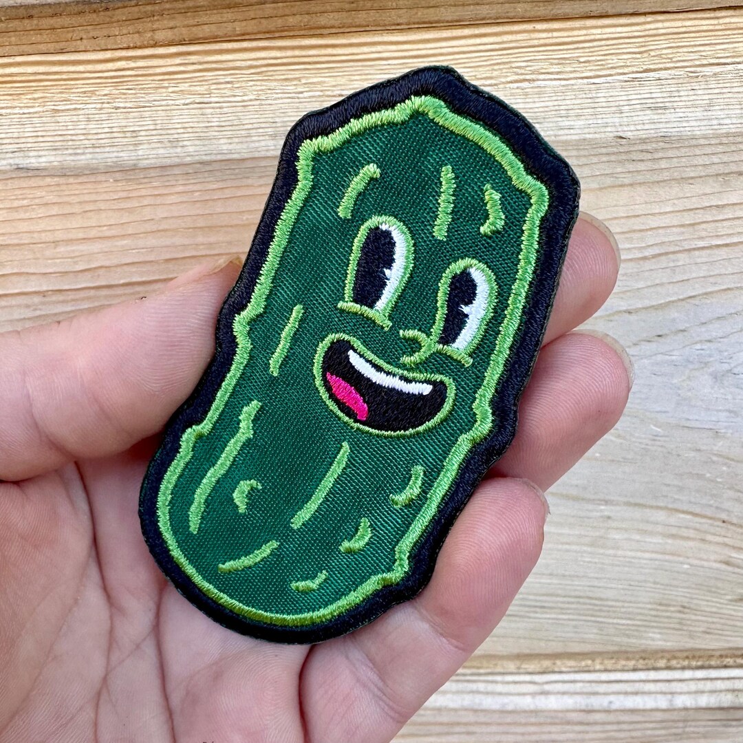 Smiling Pickle Iron-on Patch – Embroidered Kawaii Food - Etsy