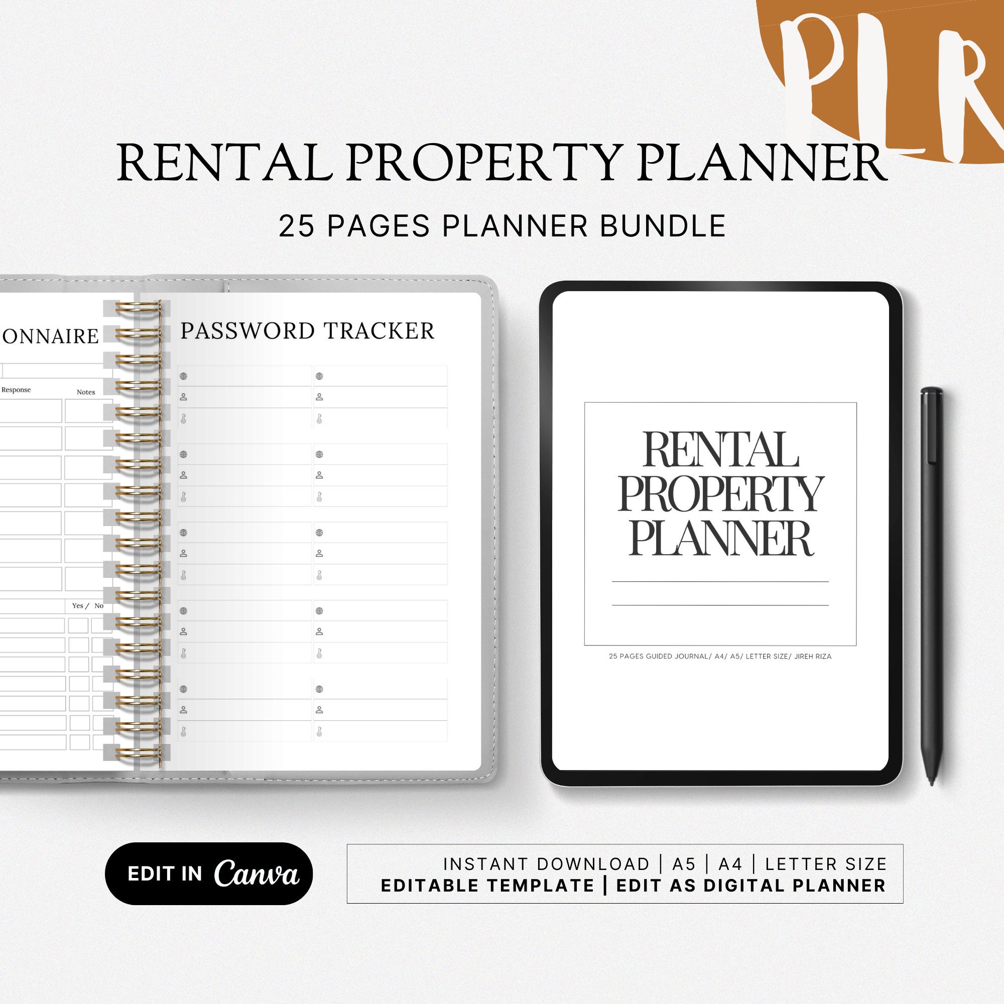 Rental Property Planner Canva Template Client Tracking Vacant Rent ...