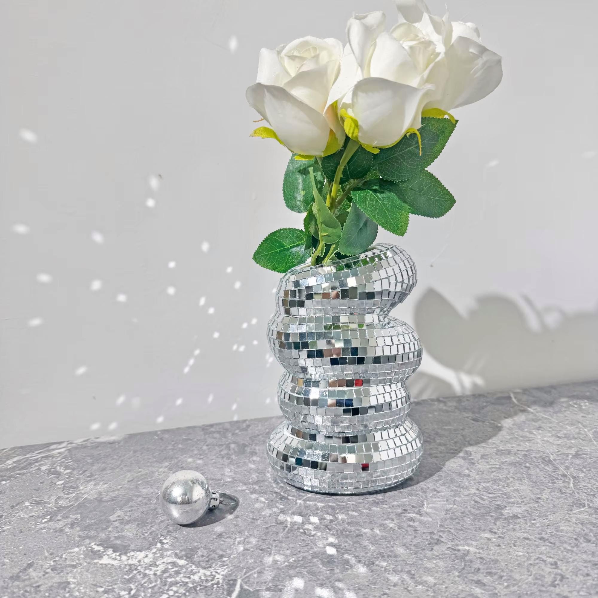 Disco Vase Glamorous Mirror Ball Vase Modern and Elegant Decor Perfect ...