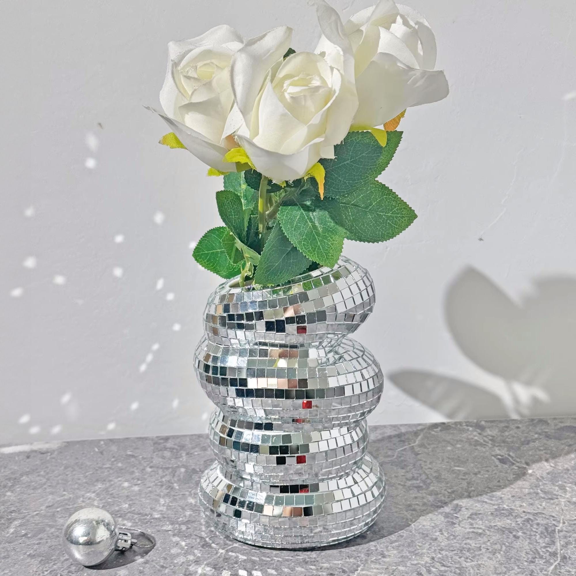 Disco Vase Glamorous Mirror Ball Vase Modern and Elegant Decor Perfect ...