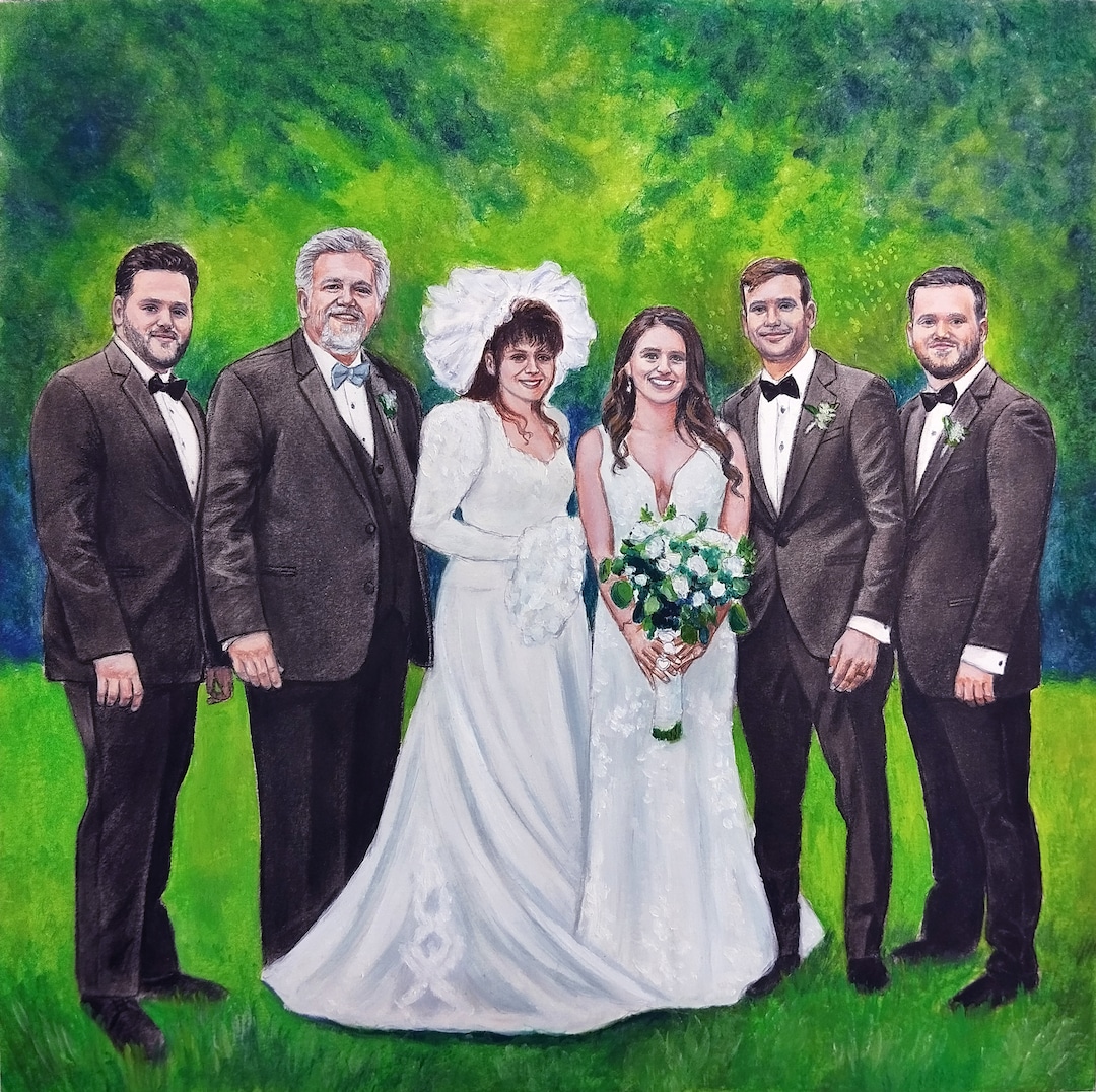 Customized Generational Wedding Portrait, 100% Hand Painted From ...