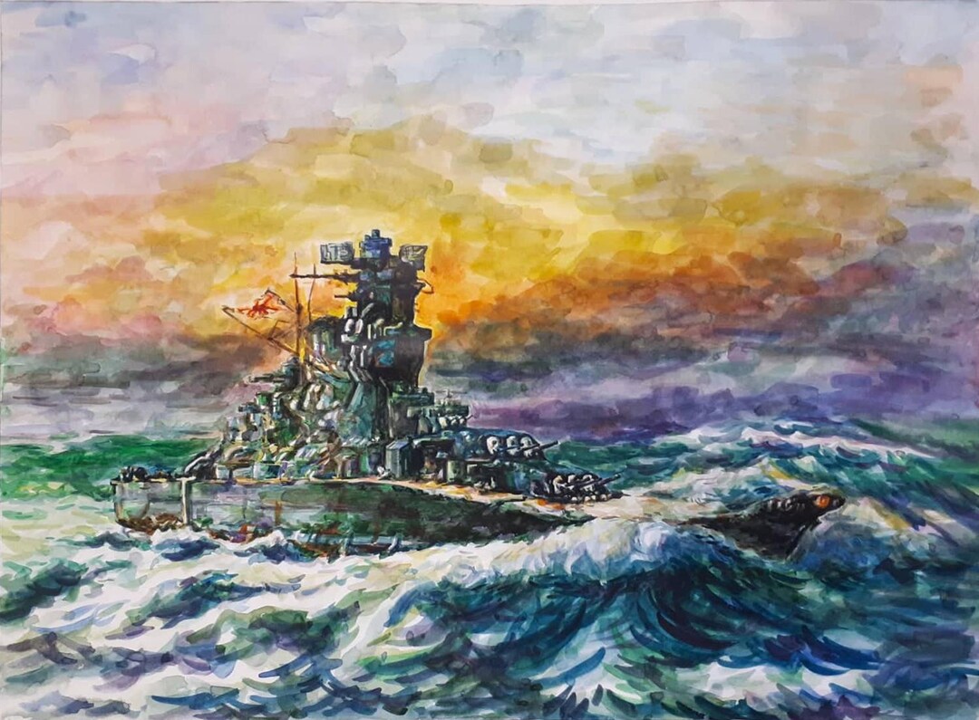 Warship Painting Military Watercolor Original Art US Navy Artwork ...