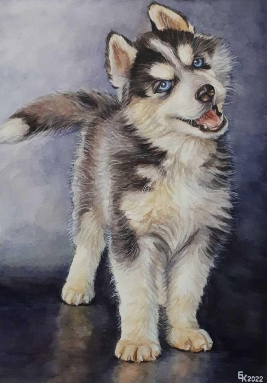 Siberian Husky Puppy Watercolor Painting: Original Dog Portrait Art - Etsy