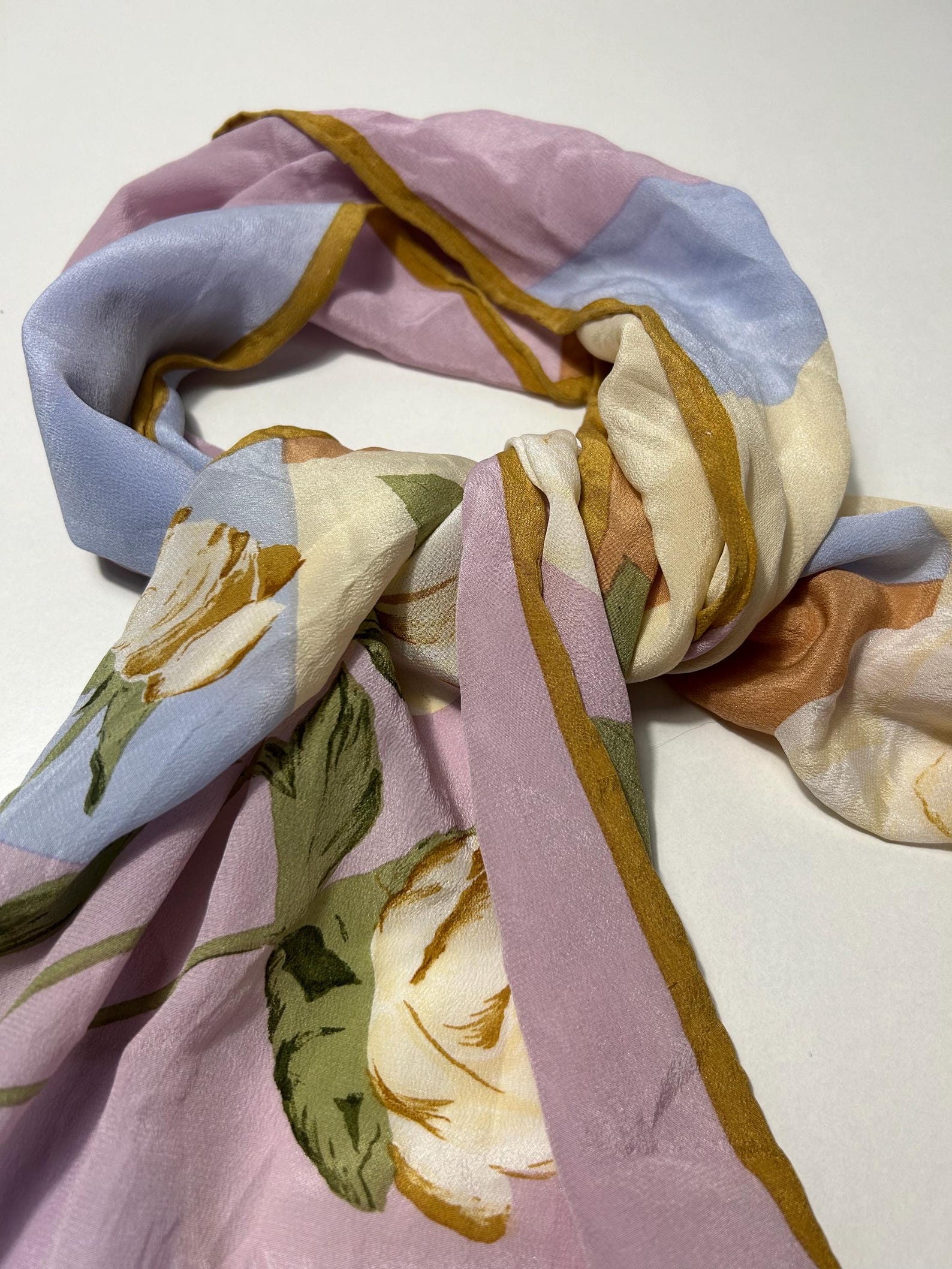 Vintage Silk Scarf Halston, Technique Roulottage. Multicolored Scarves ...