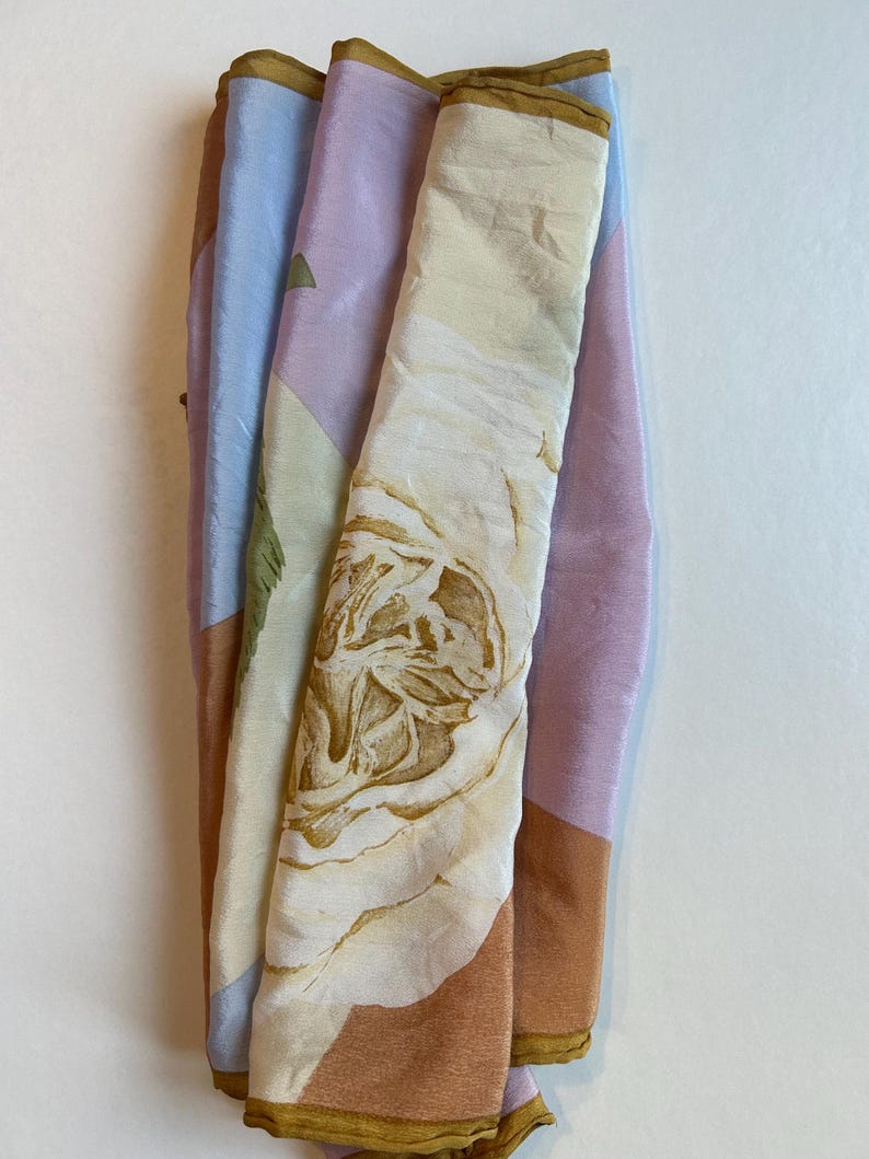 Vintage Silk Scarf Halston, Technique Roulottage. Multicolored Scarves ...