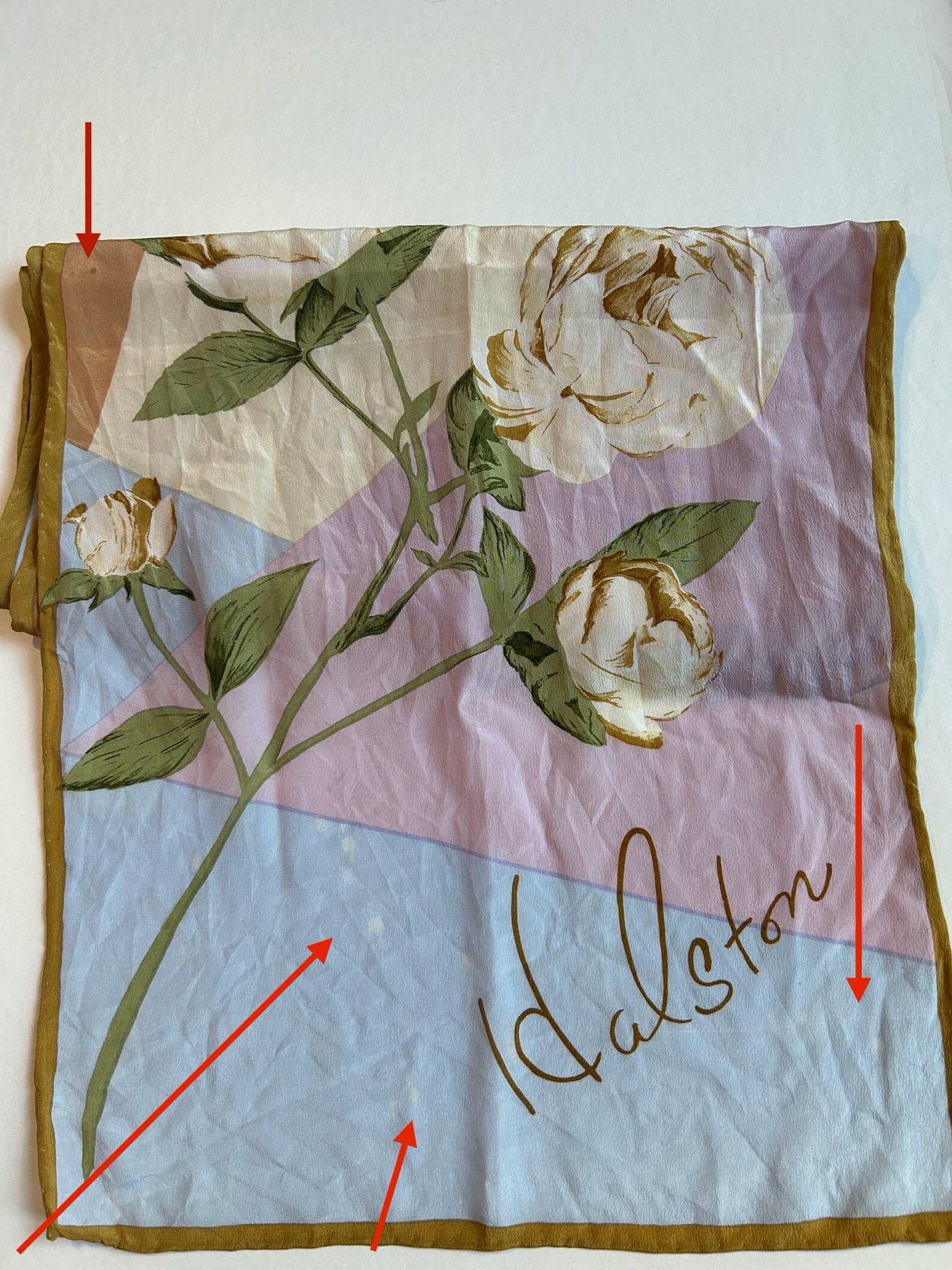 Vintage Silk Scarf Halston, Technique Roulottage. Multicolored Scarves ...