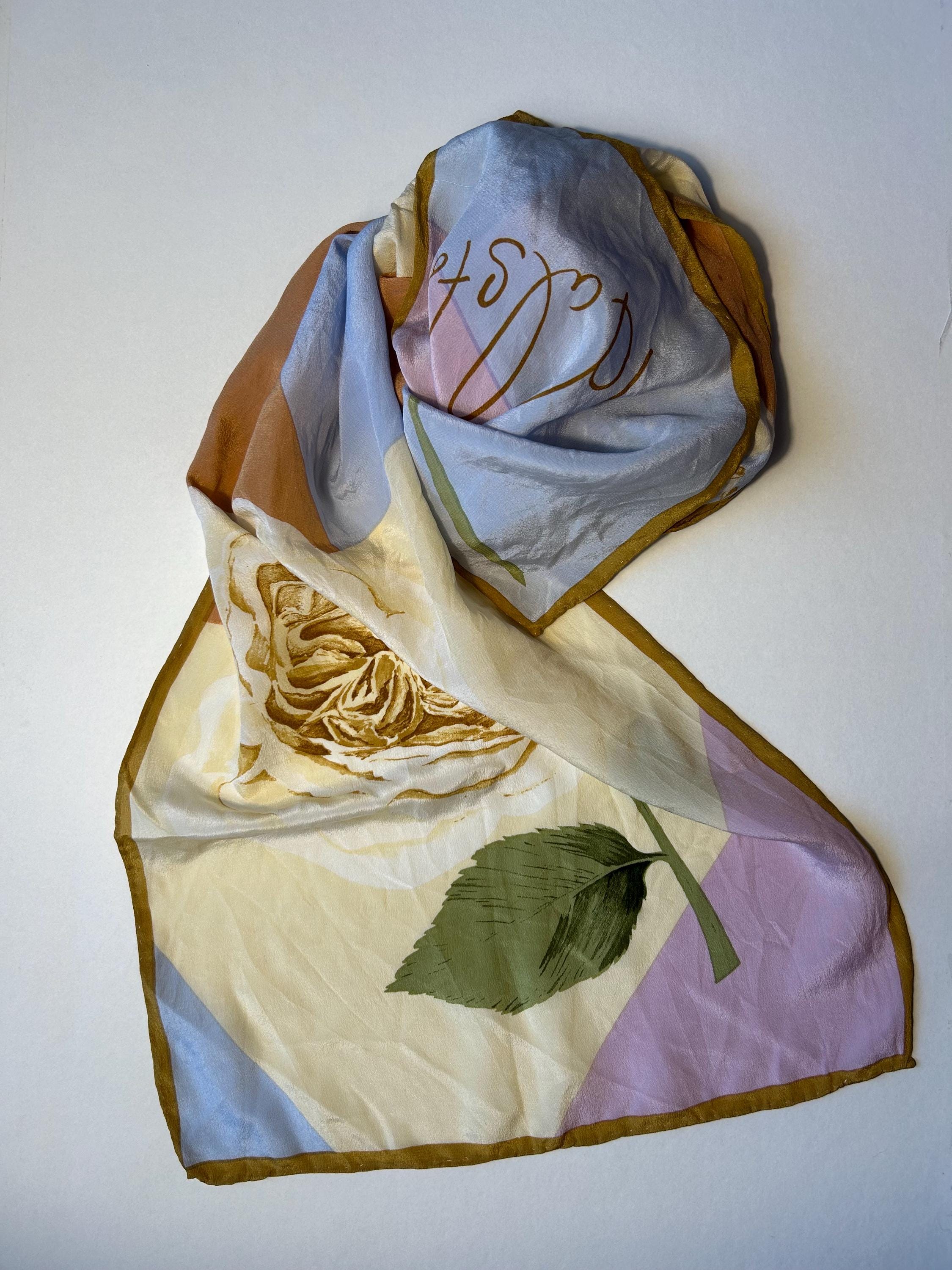 Vintage Silk Scarf Halston, Technique Roulottage. Multicolored Scarves ...