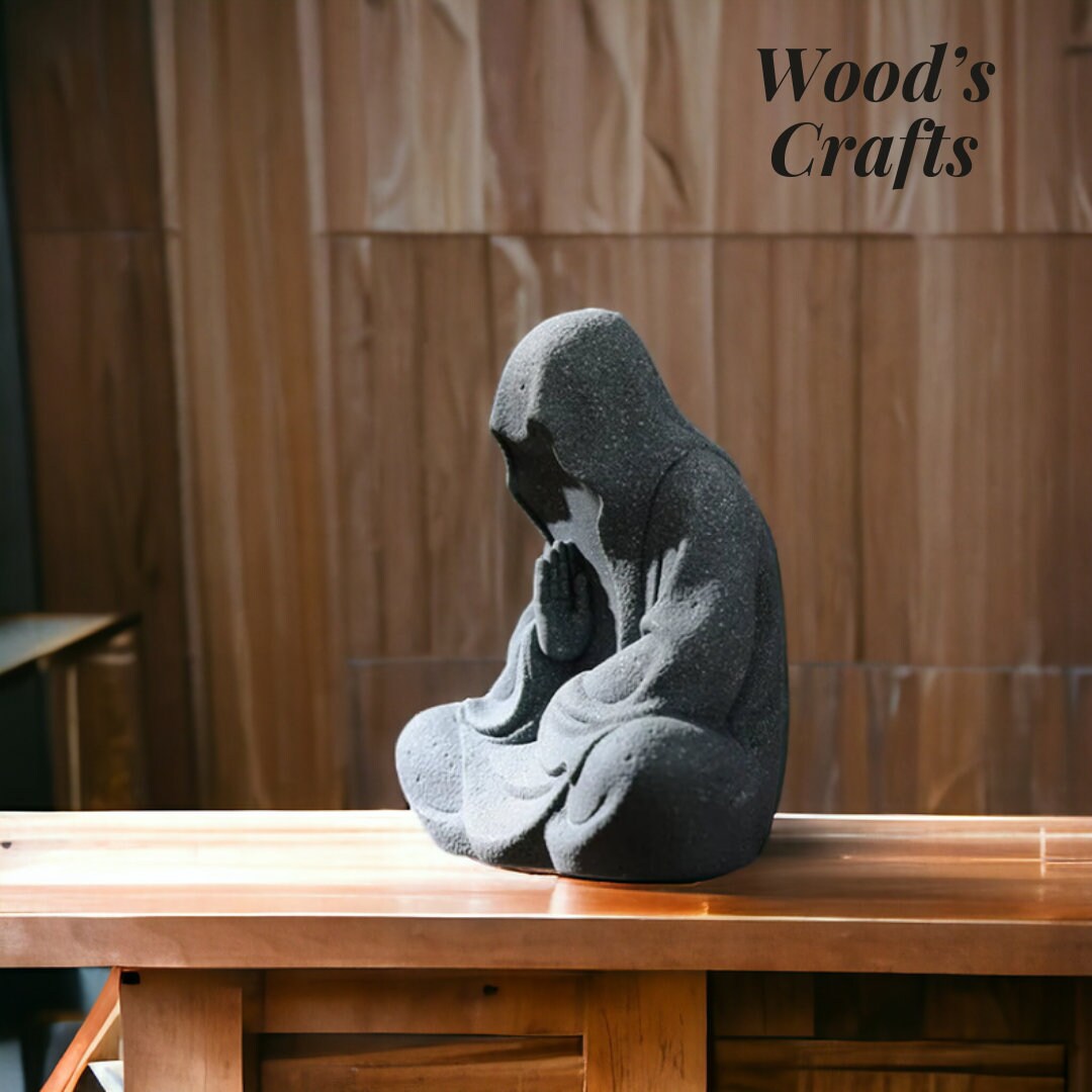 Stone Statue of Meditating Monk Asian Decor Stone Ornament Desk ...