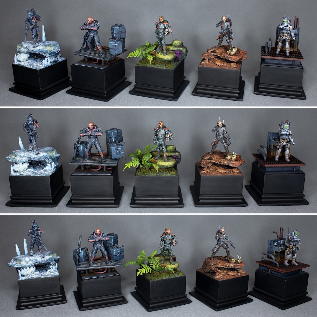 Figures of the Clone Force 99, the Bad Batch, and Omega. Star Wars Mini ...