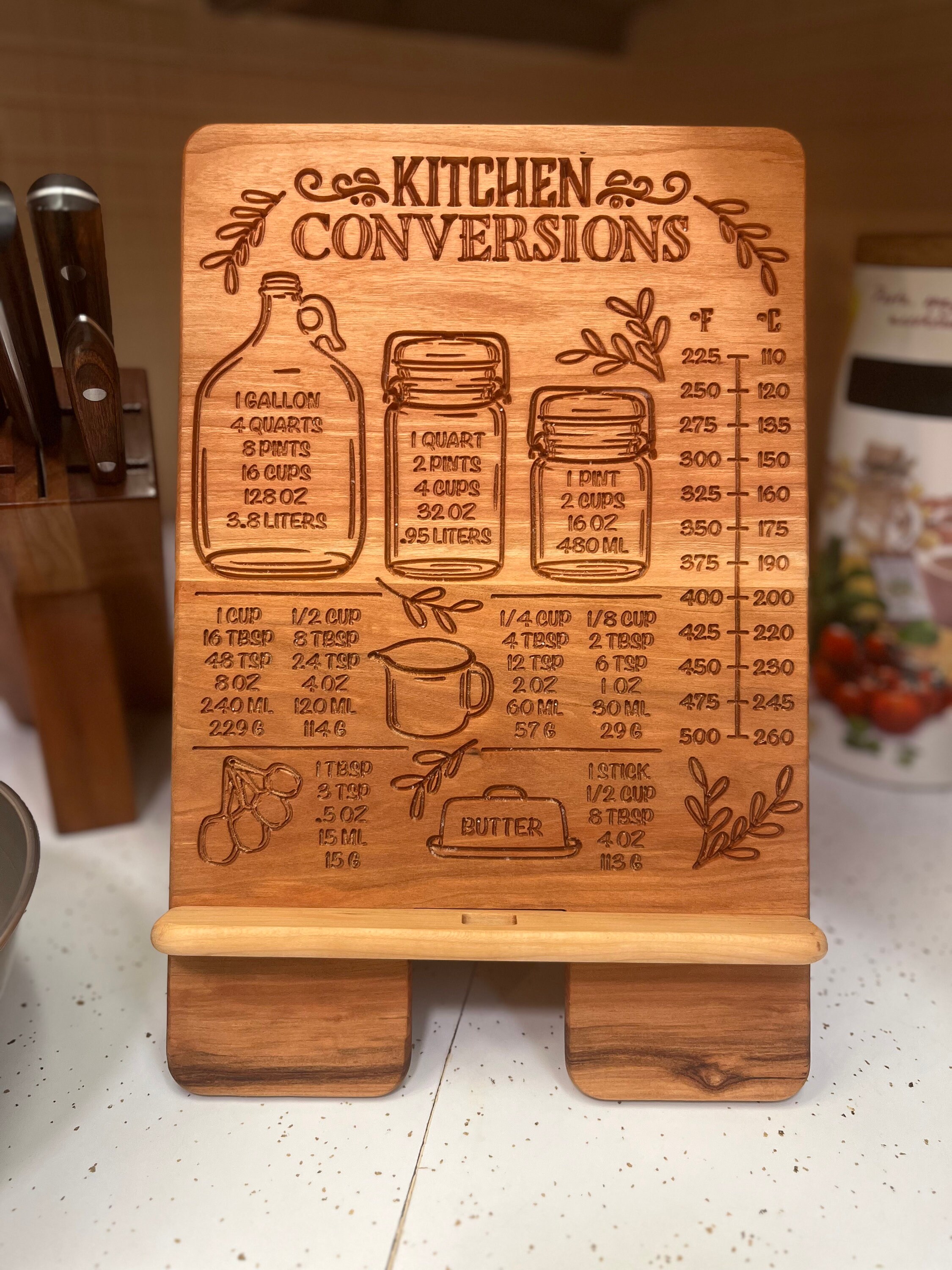 Kitchen Tablet/cookbook Holder With Kitchen Conversions cherry - Etsy