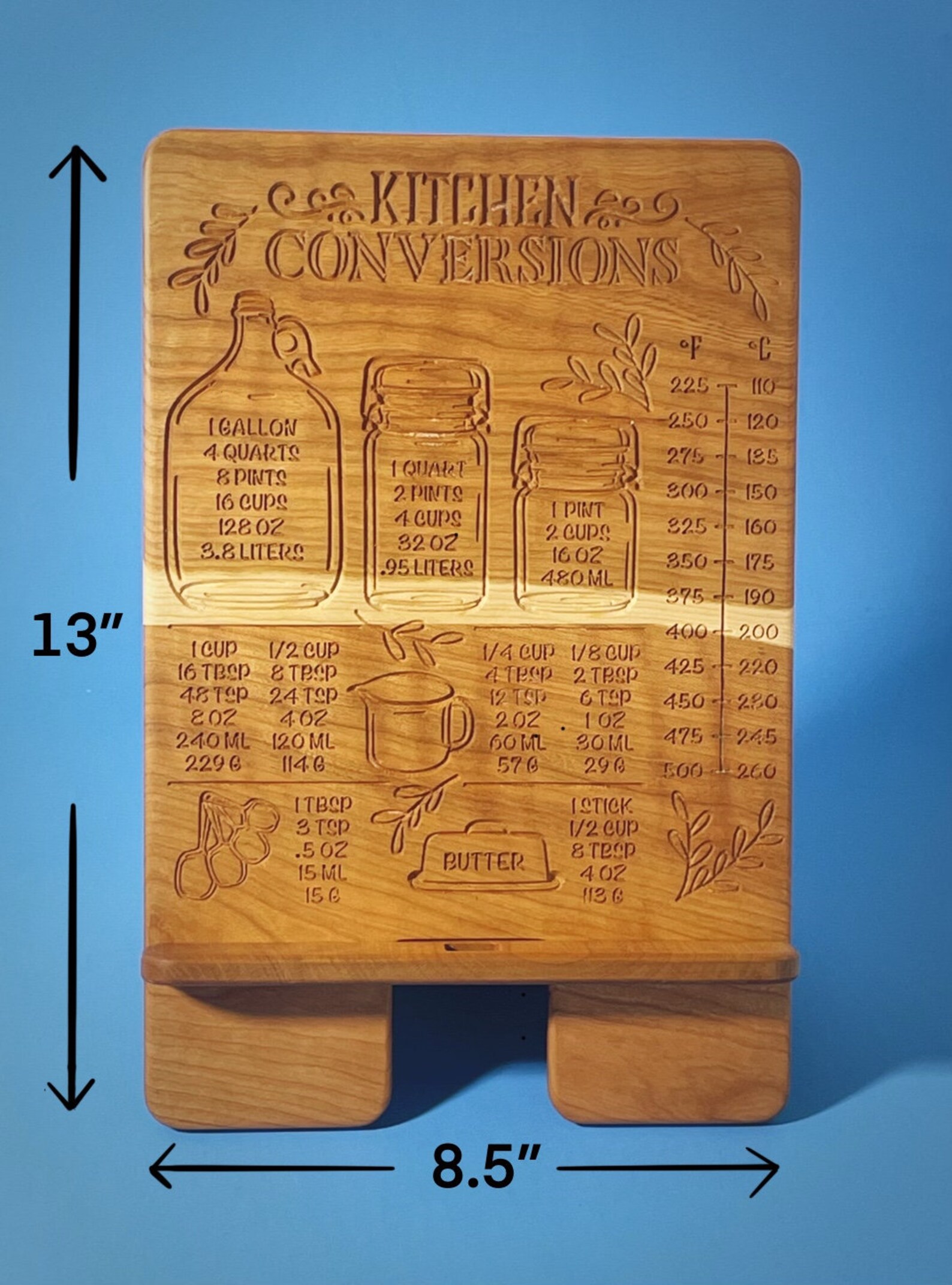 Kitchen Tablet/cookbook Holder With Kitchen Conversions (cherry) - Etsy