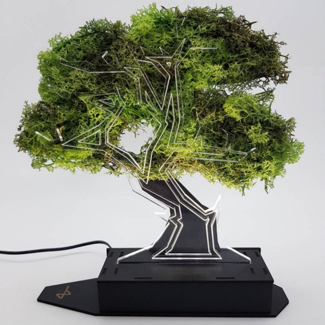 Natural Moss Lamp Acer Palmatum Bonsai Inspired Home Decor Blue Red ...