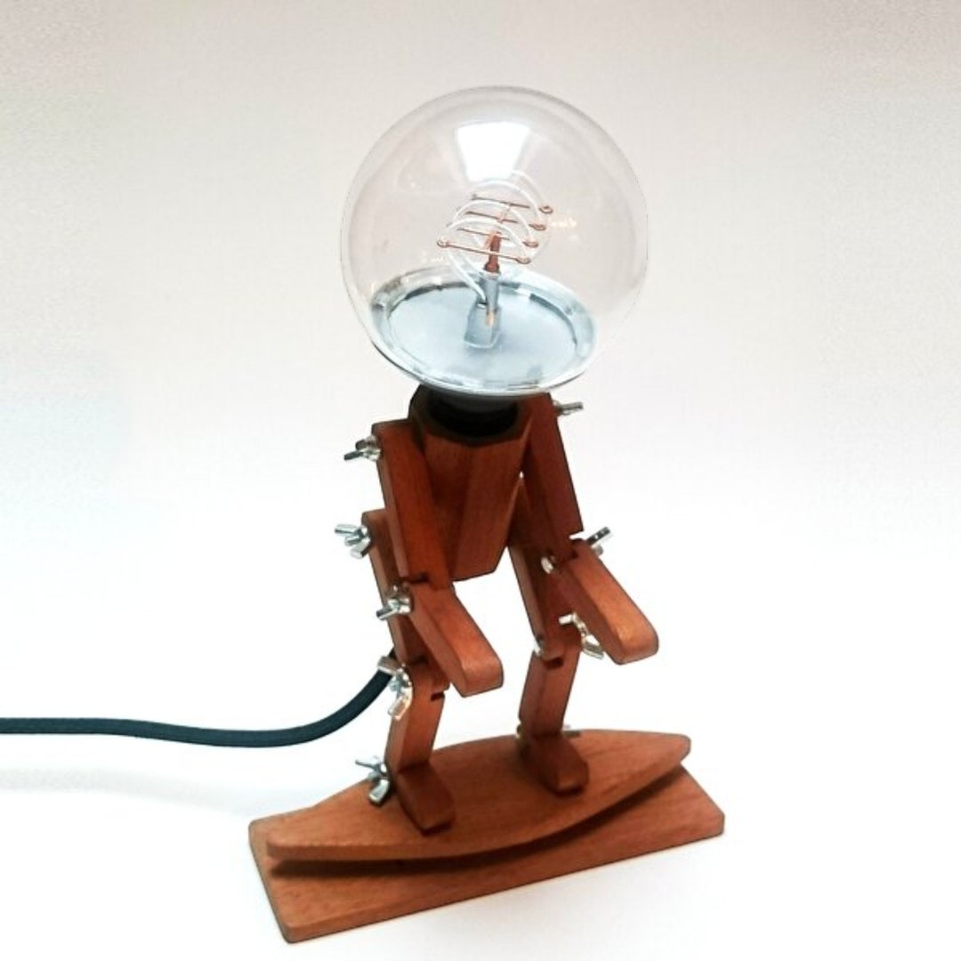 Surfer Lamp Handcrafted Wooden Table Lamp With Adjustable Limbs - Etsy