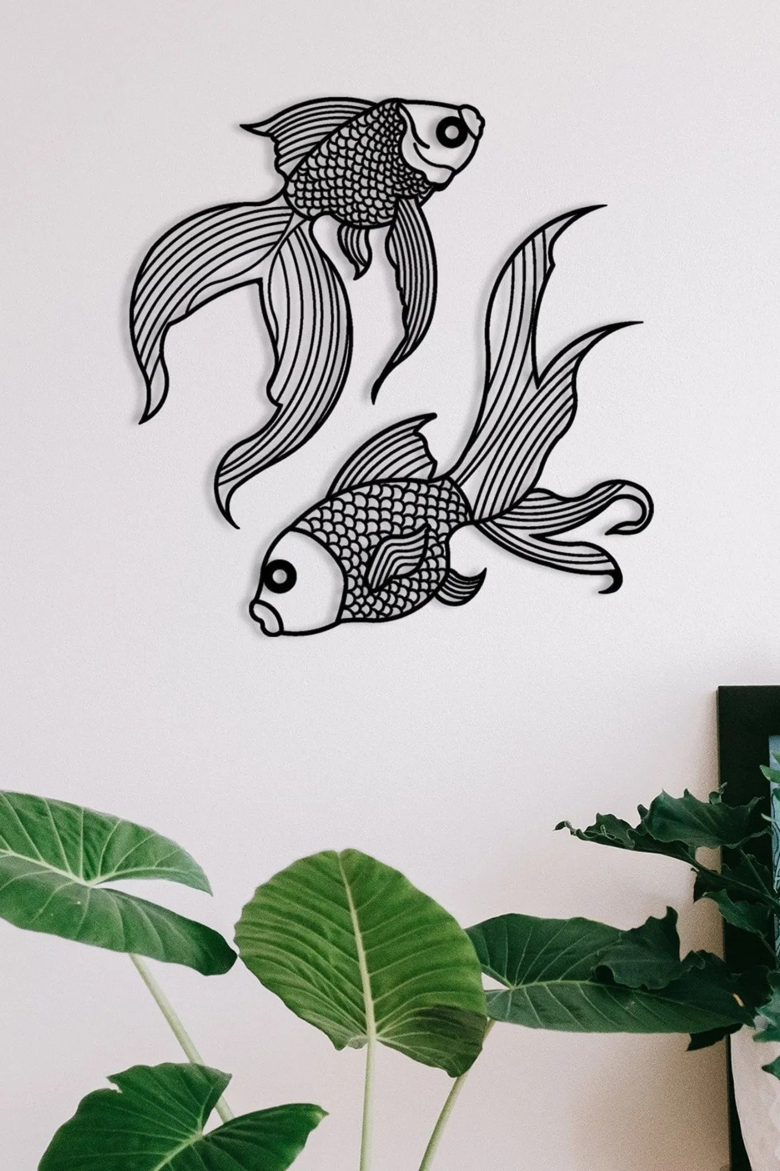 Veiltail Goldfish Metal Wall Art, Decorative Metal Wall Hanging, Home ...