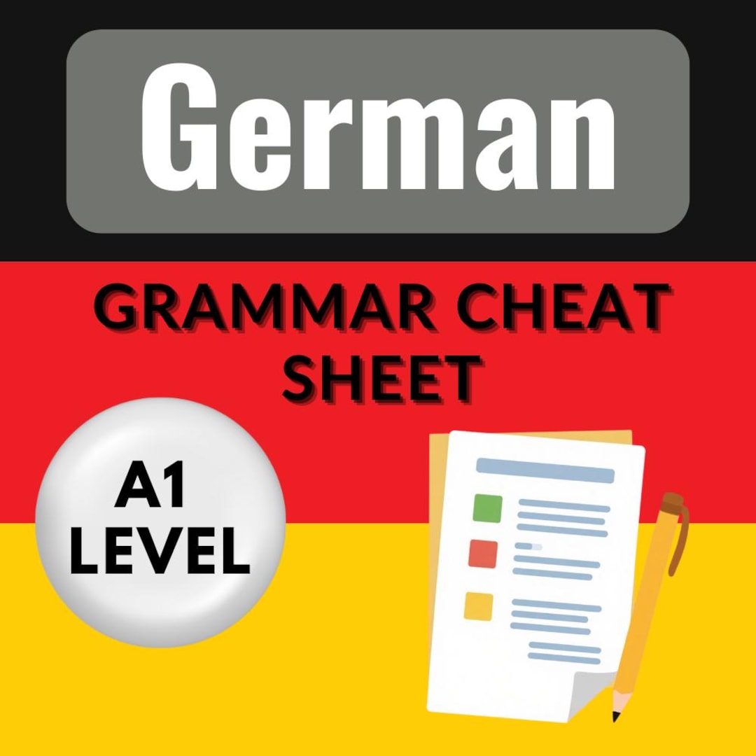 German A1 Grammar Cheat Sheet: Beginners Study Guide Printable Ebook ...