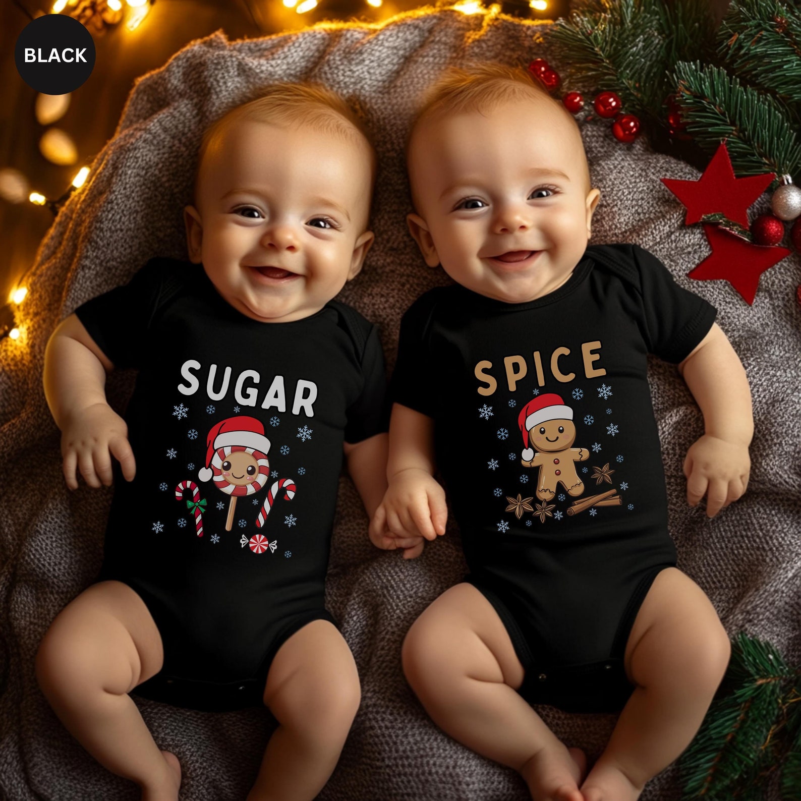 Baby Twin Christmas Shirt, Baby Sugar and Spice Outfit, Christmas ...