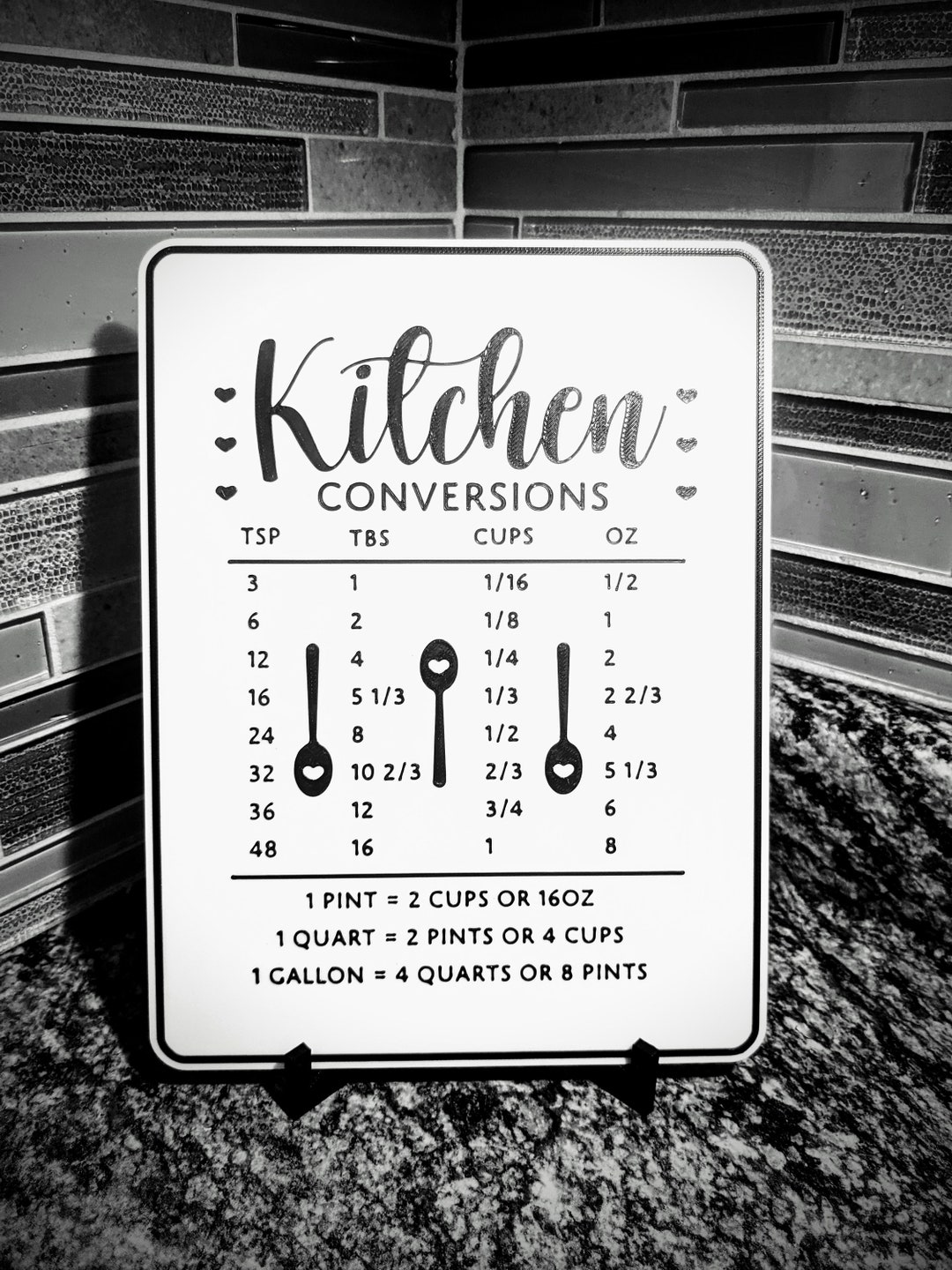 Kitchen Conversion Chart | Kitchen Measurements Chart With Stand | 3D ...