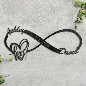 Personalized Infinity Metal Name Sign, Custom Wedding Date Wall Art - Etsy