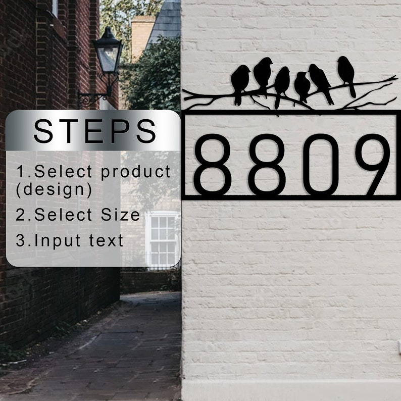 Mid Century Metal House Number Sign Address Number Sign Modern Address ...