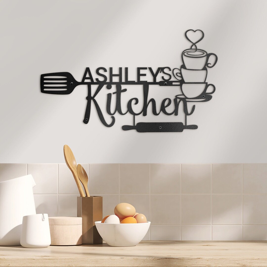 Personalized Kitchen Name Sign, Custom Metal Name Signs, Metal Wall Art ...