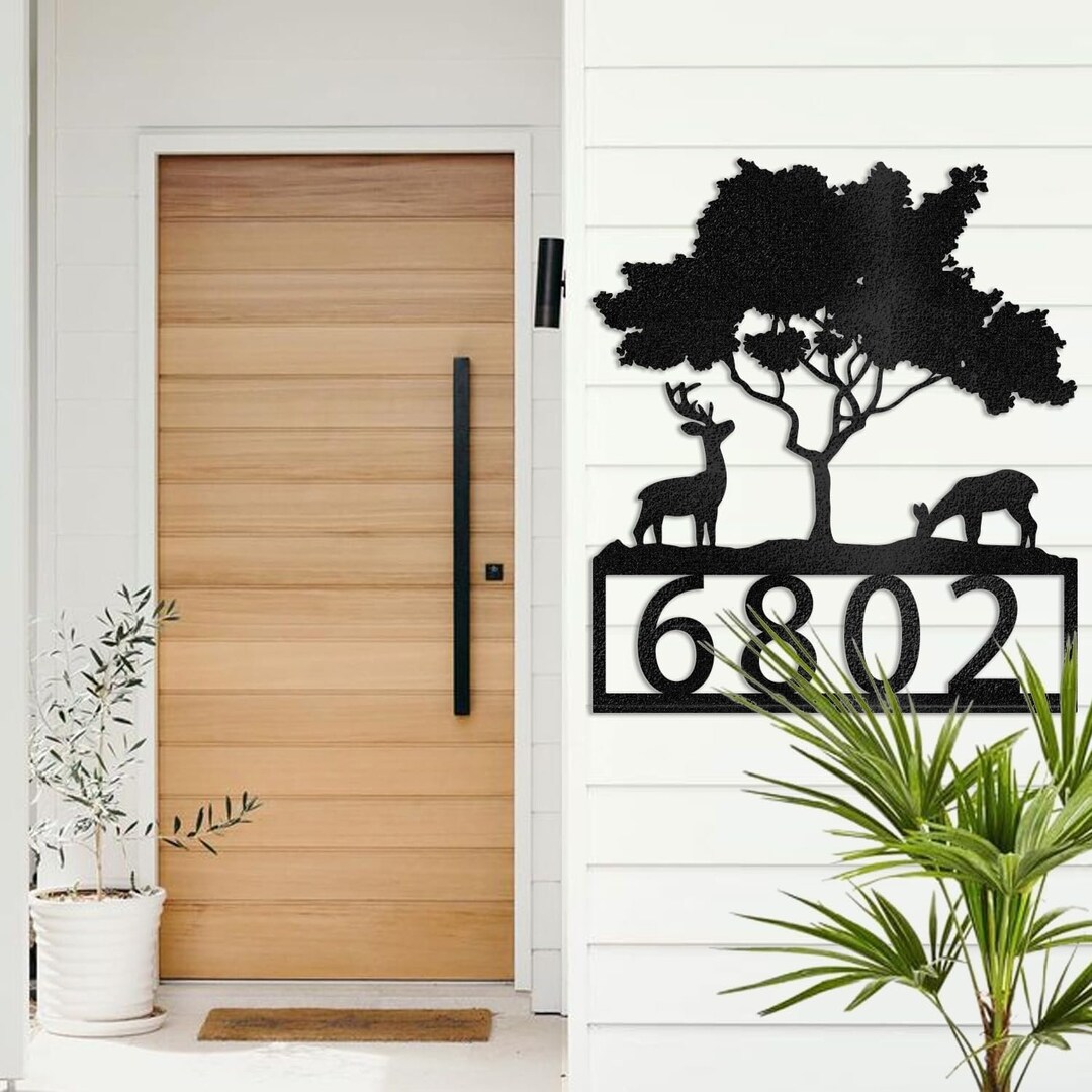 Mid Century Metal House Number Sign | Address Number Sign | Modern ...
