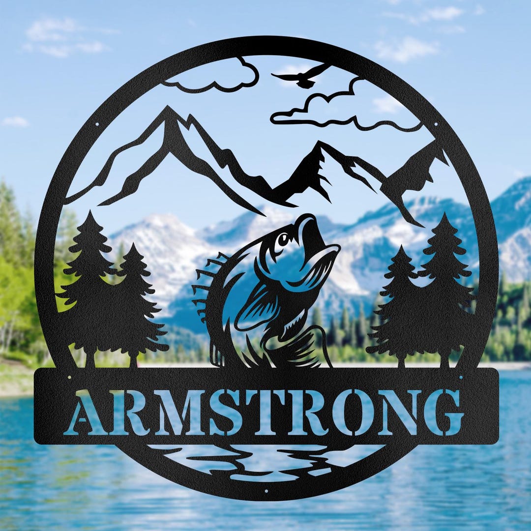 Custom Fish Metal Name Sign | Fishing Sign | Fishing Gift for Men ...