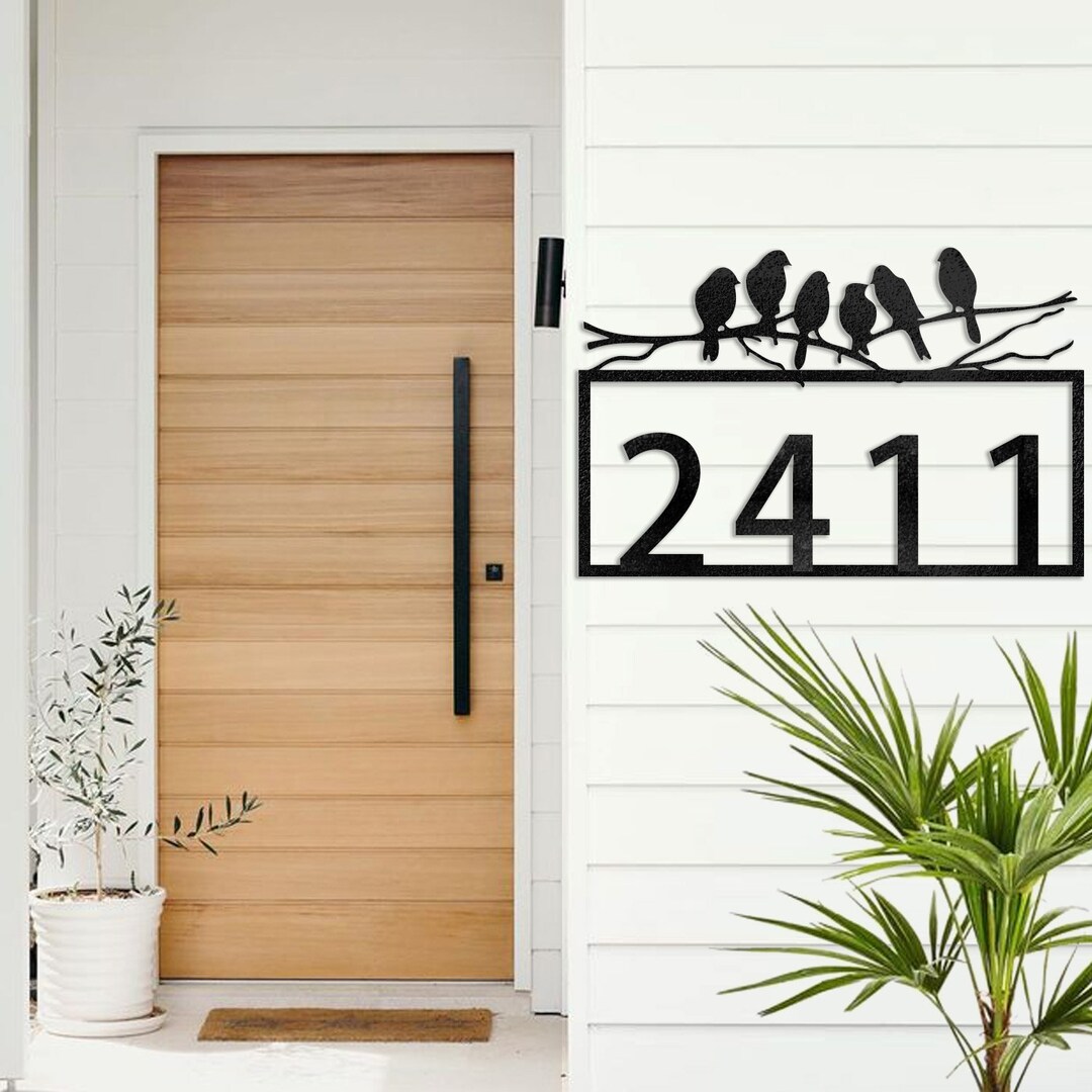 Mid Century Metal House Number Sign | Address Number Sign | Modern ...