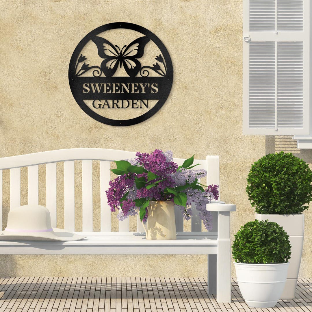 Custom Metal Garden Decor, Butterfly Garden Sign, Flower Design ...