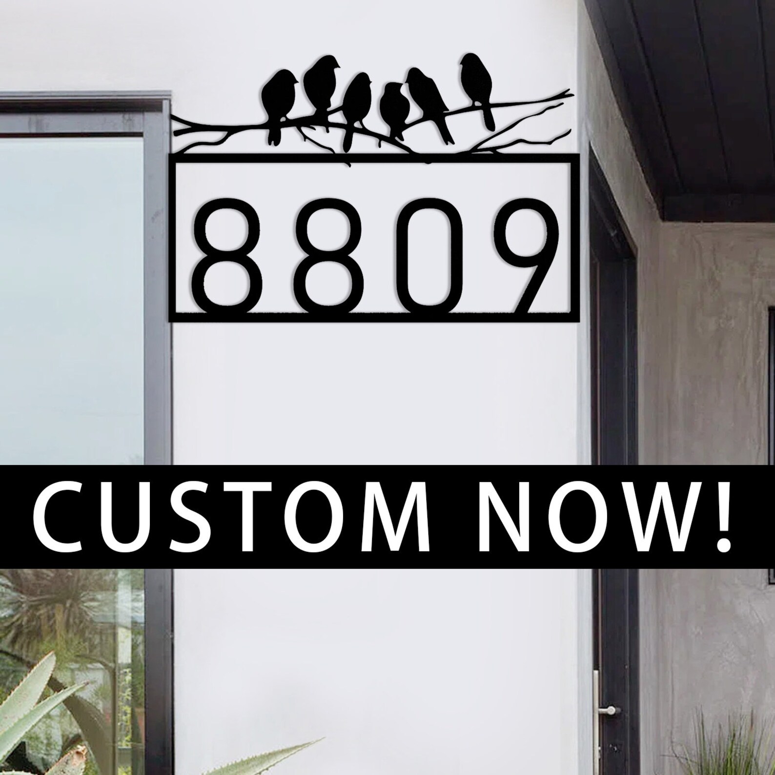Mid Century Metal House Number Sign Address Number Sign Modern Address ...