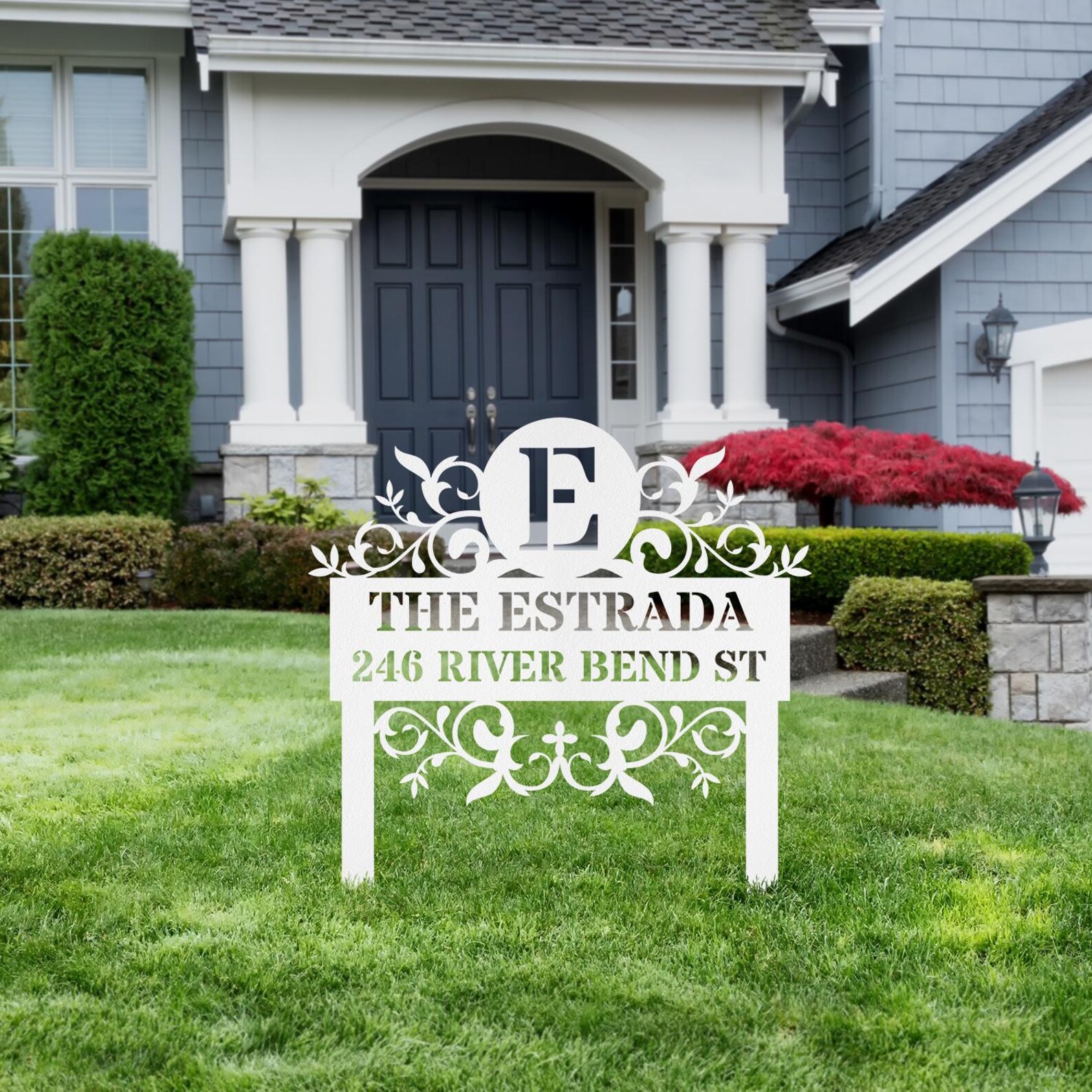 Custom Metal Garden Address Sign, Powder Coated Steel, Housewarming ...