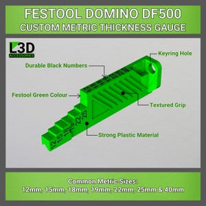 Festool Domino DF500 - Metric Fence Height Thickness Gauge (12mm, 15mm, 18mm, 19mm, 22mm, 25mm ...