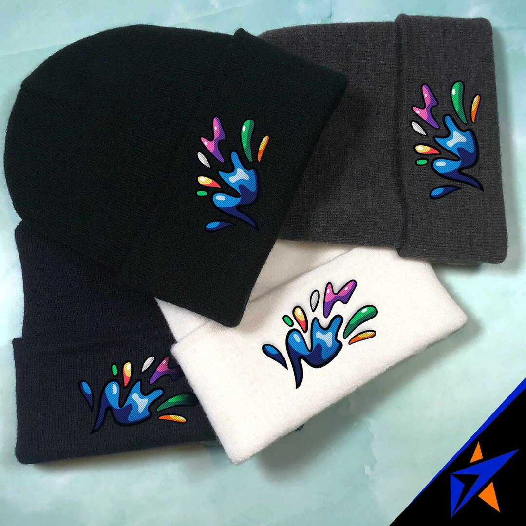 Colorful Splat Beanie Embroidered Knit Cuffed Beanie Streetwear Gift ...