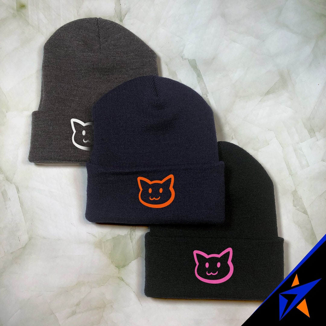 Doodle Cat Beanie Cute Animal Lover Hat, Soft Kawaii Streetwear, Knit ...