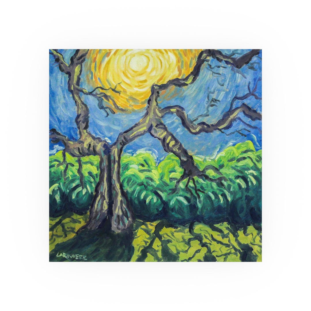 Satin Poster, Impressionist Van Gogh Style Oil Painting, Dead Tree With ...