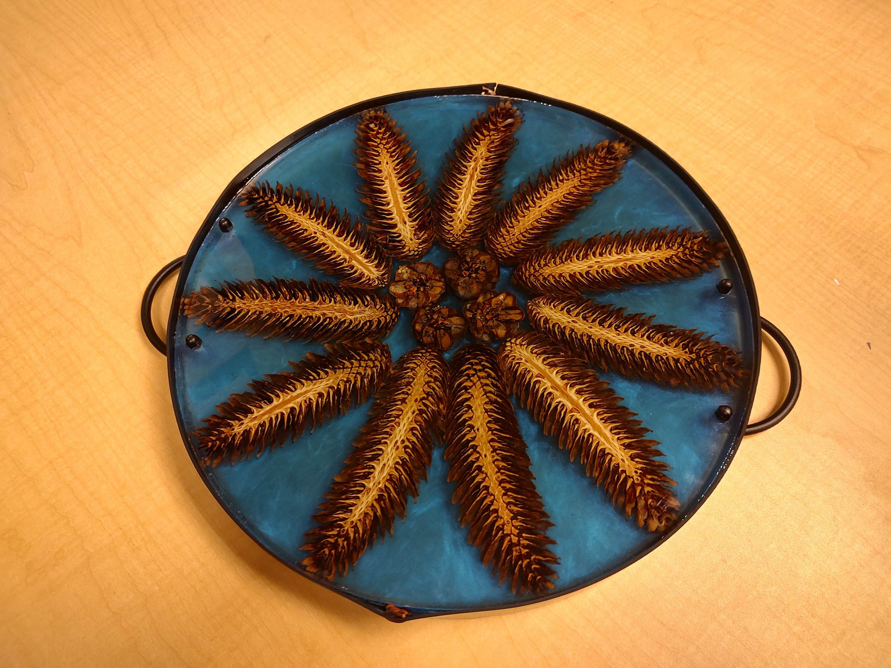Epoxy Resin Charcuterie Tray With Pinecones. This is a Hand Made Epoxy ...